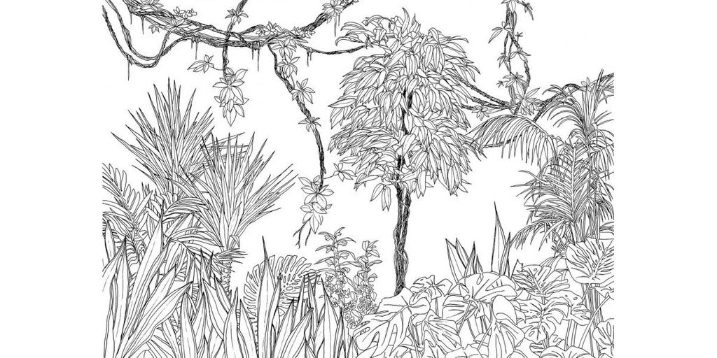 Tarzan ihlette trópusi dzsungelt ábrázoló tapéta, 400x280 cm, fekete ...